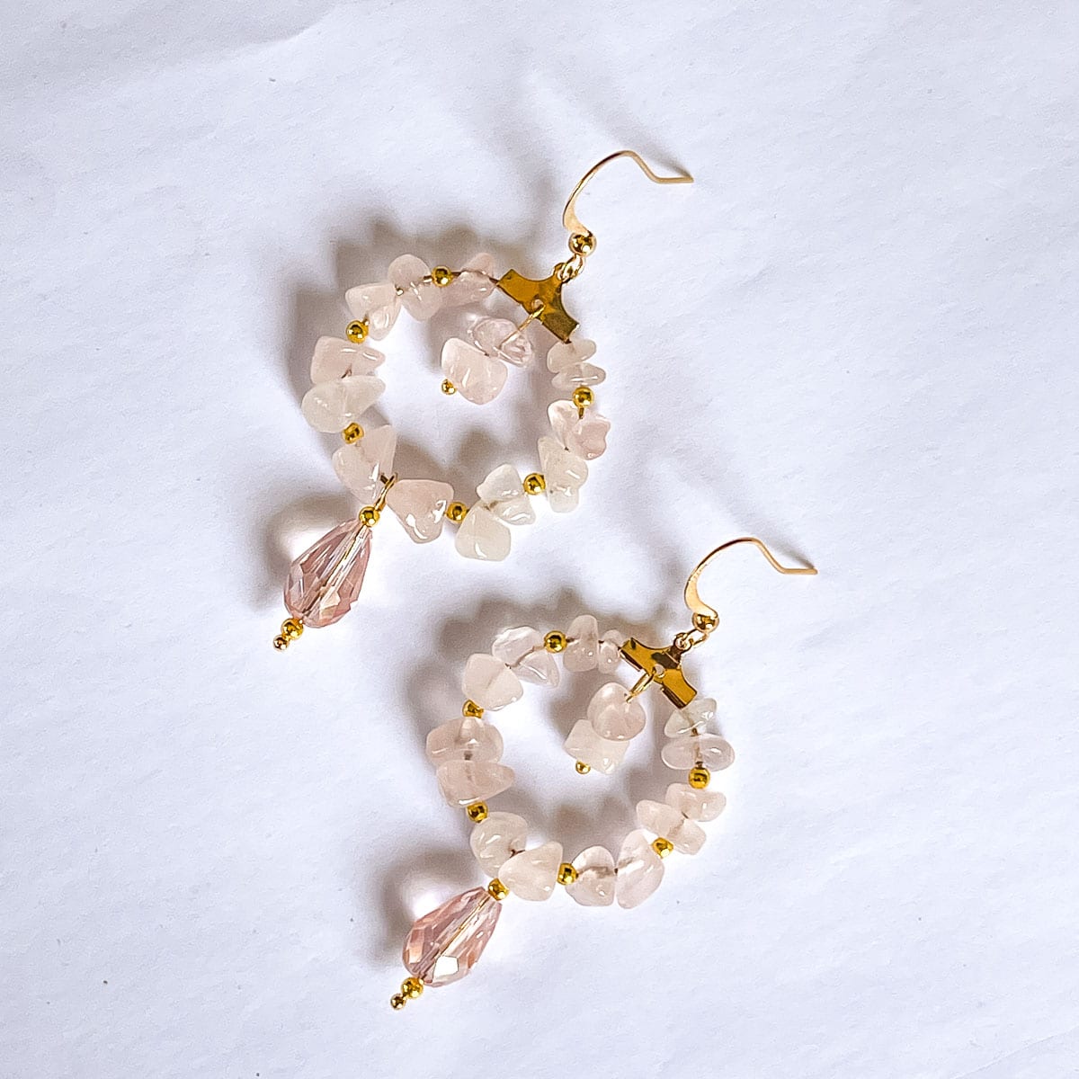 DIY Beaded Hoop Earrings with Rose Quartz | The Pink Craft Box
