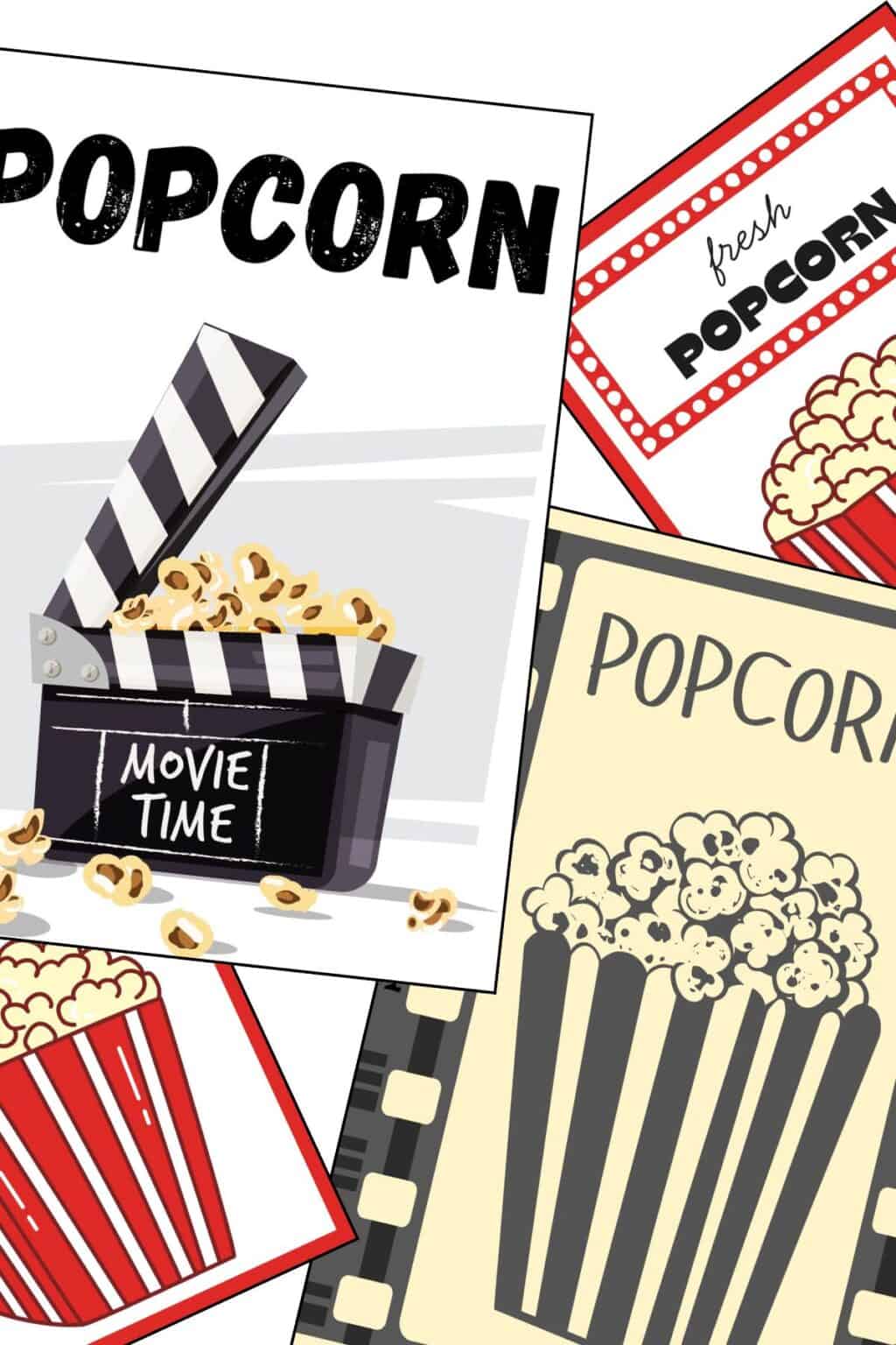 Free Printable Popcorn Sign (11 Designs) | The Pink Craft Box