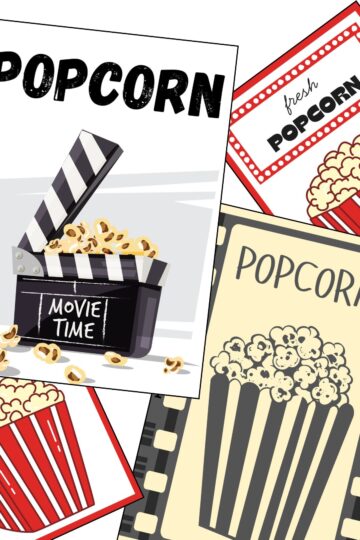Free Printable Popcorn Sign (11 Designs) | The Pink Craft Box