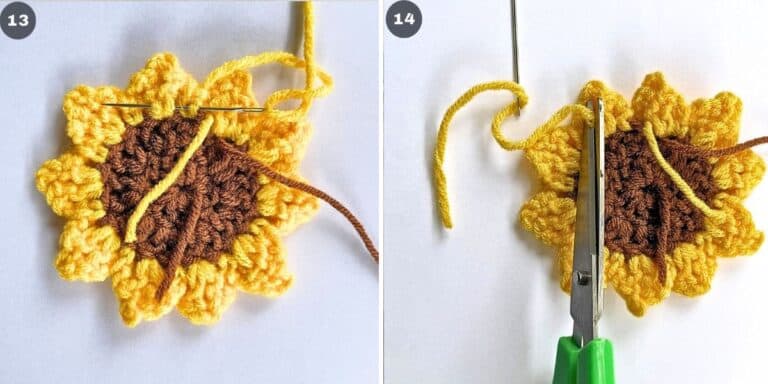 Crochet Sunflower Applique (Free Pattern) | The Pink Craft Box