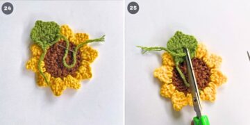 Crochet Sunflower Applique (Free Pattern) | The Pink Craft Box