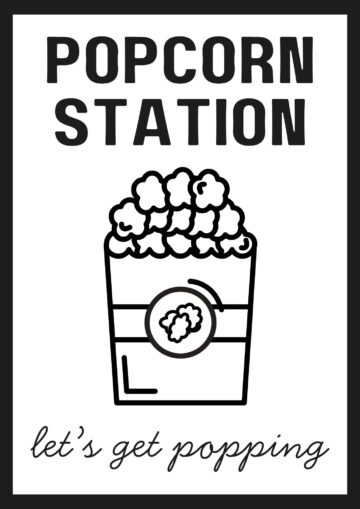 Free Printable Popcorn Sign (11 Designs) | The Pink Craft Box
