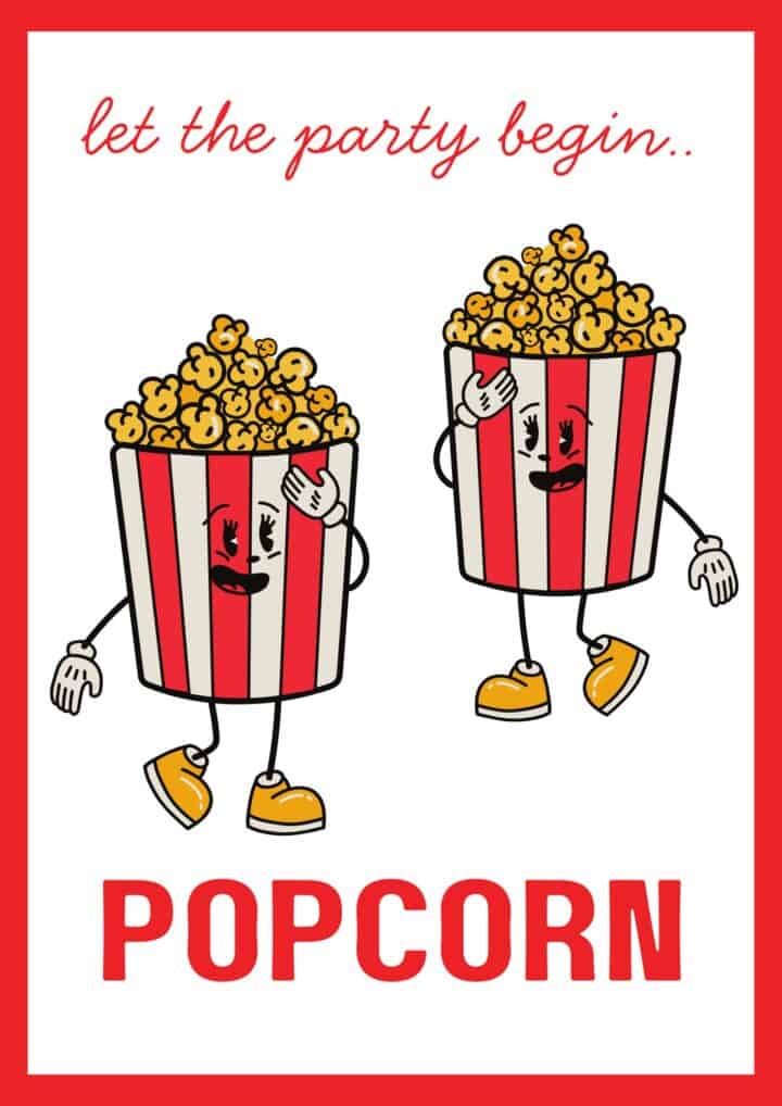 Free Printable Popcorn Sign (11 Designs) | The Pink Craft Box