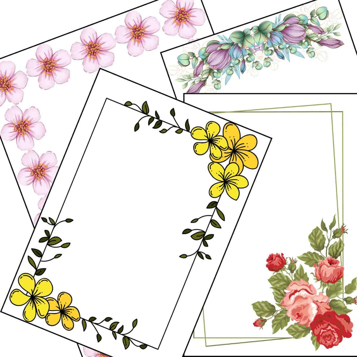 Printable Floral Borders (Free Templates) | The Pink Craft Box