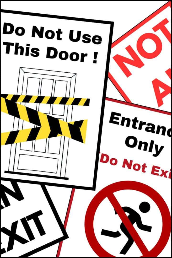 Printable Not An Exit Sign (12 Free Designs) | The Pink Craft Box