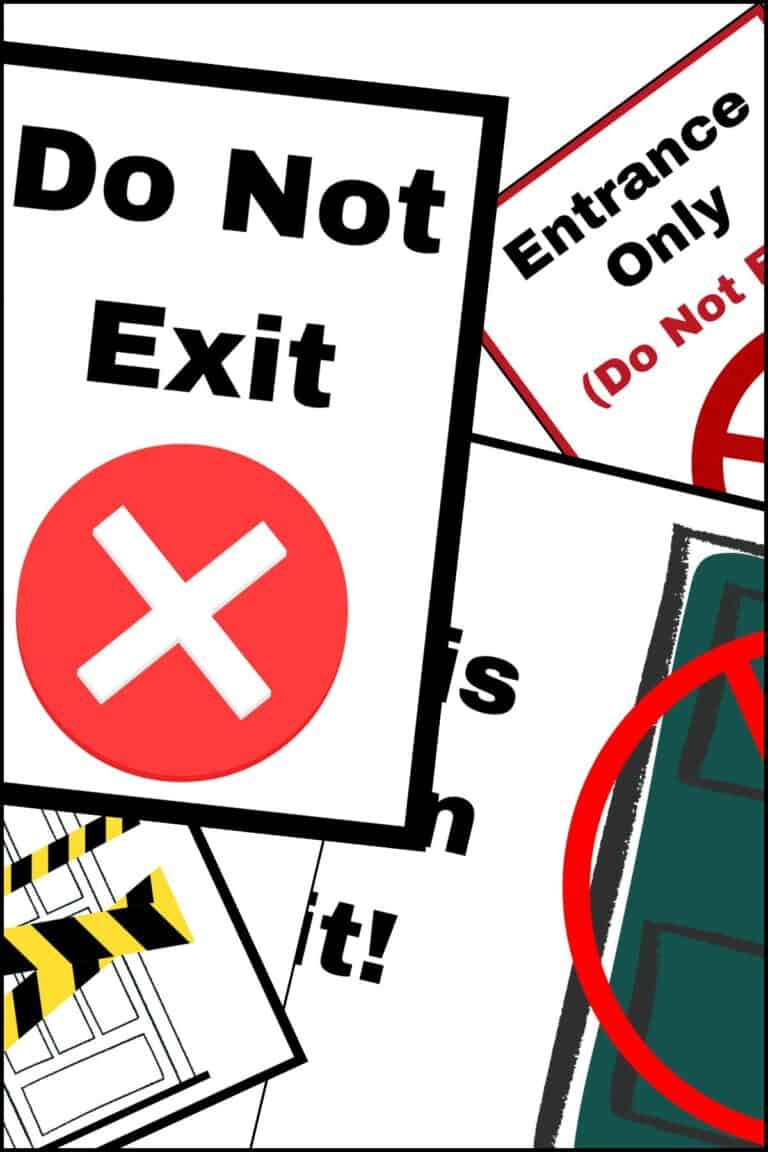 Printable Not An Exit Sign (12 Free Designs) | The Pink Craft Box