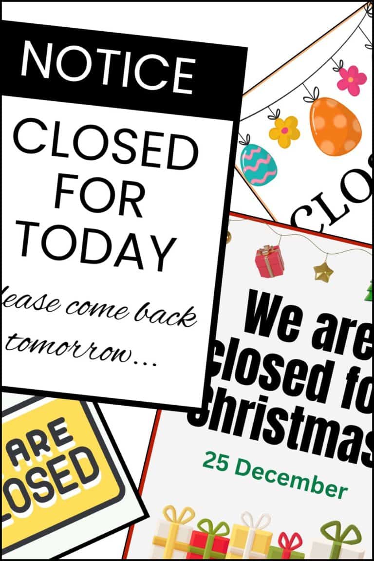Temporarily Closed Sign Printable (30 Free Templates) | The Pink Craft Box