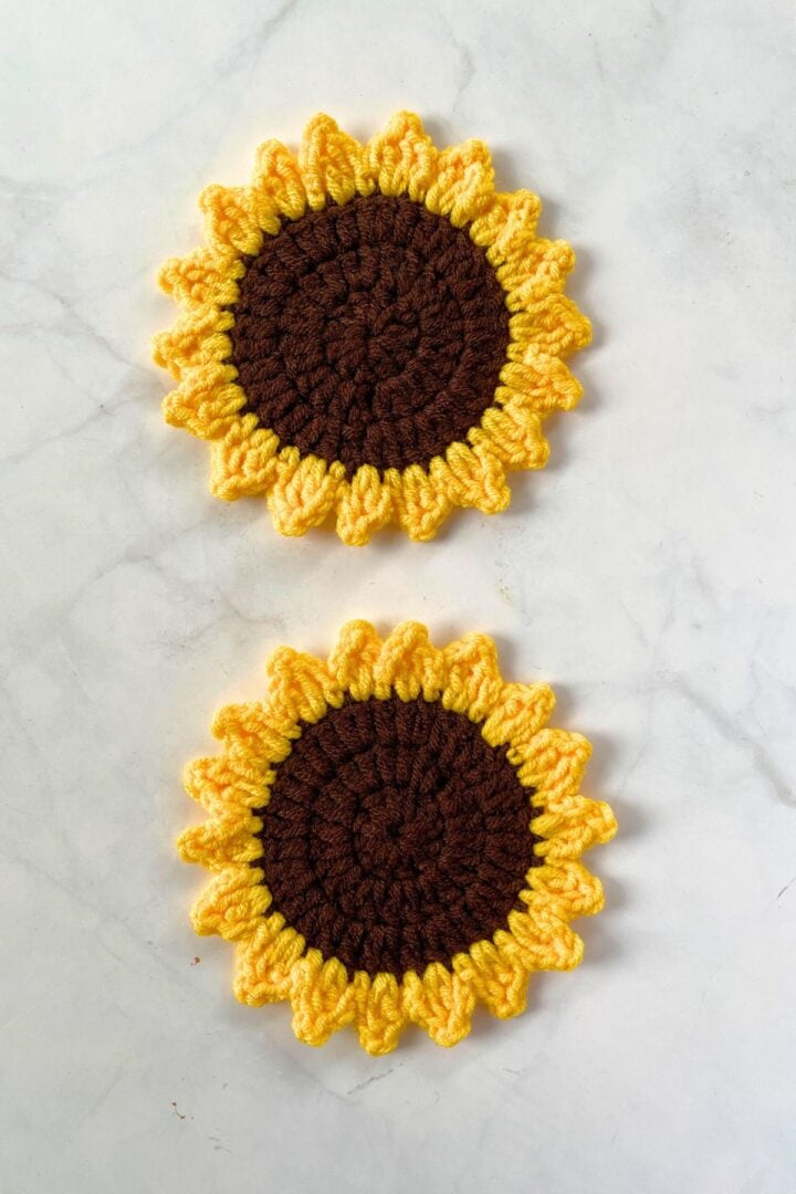 Sunflower Coasters Crochet Pattern | The Pink Craft Box