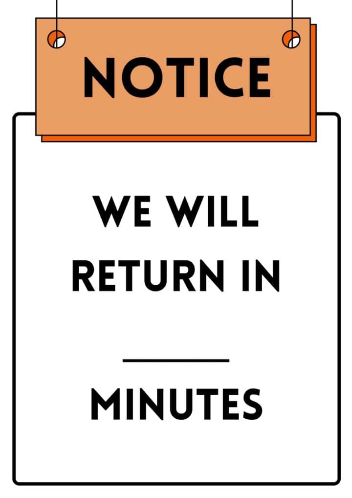 Be Right Back Sign Printable (20 Free Designs) | The Pink Craft Box