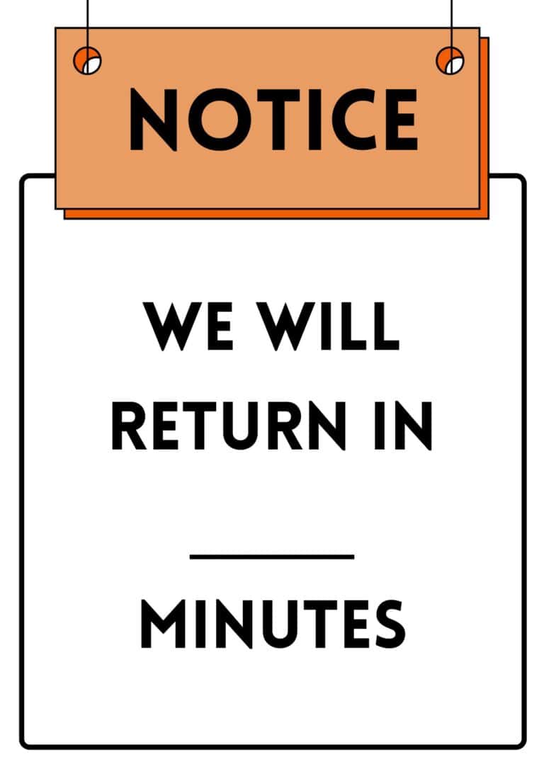 Be Right Back Sign Printable (20 Free Designs) | The Pink Craft Box