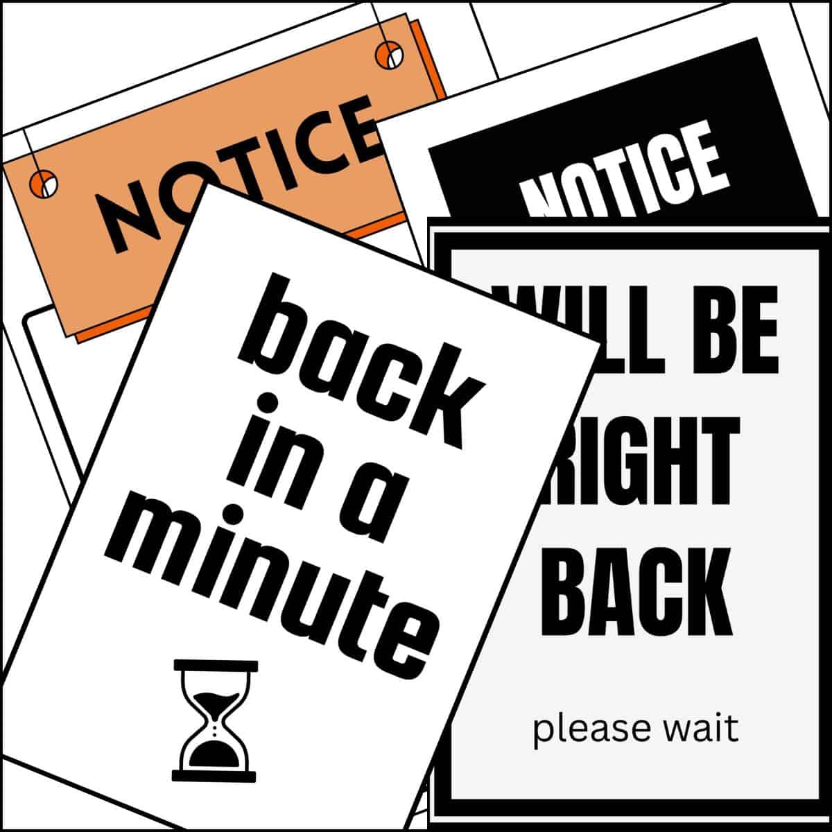 Be Right Back Sign Printable (20 Free Designs) | The Pink Craft Box