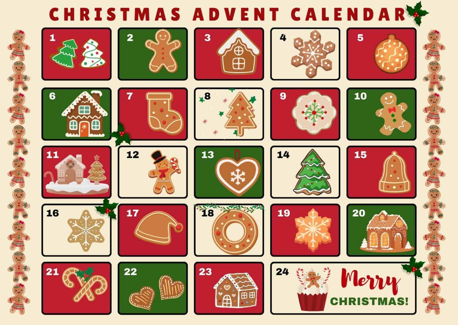 Printable Christmas Calendar (15 Free Templates) | The Pink Craft Box