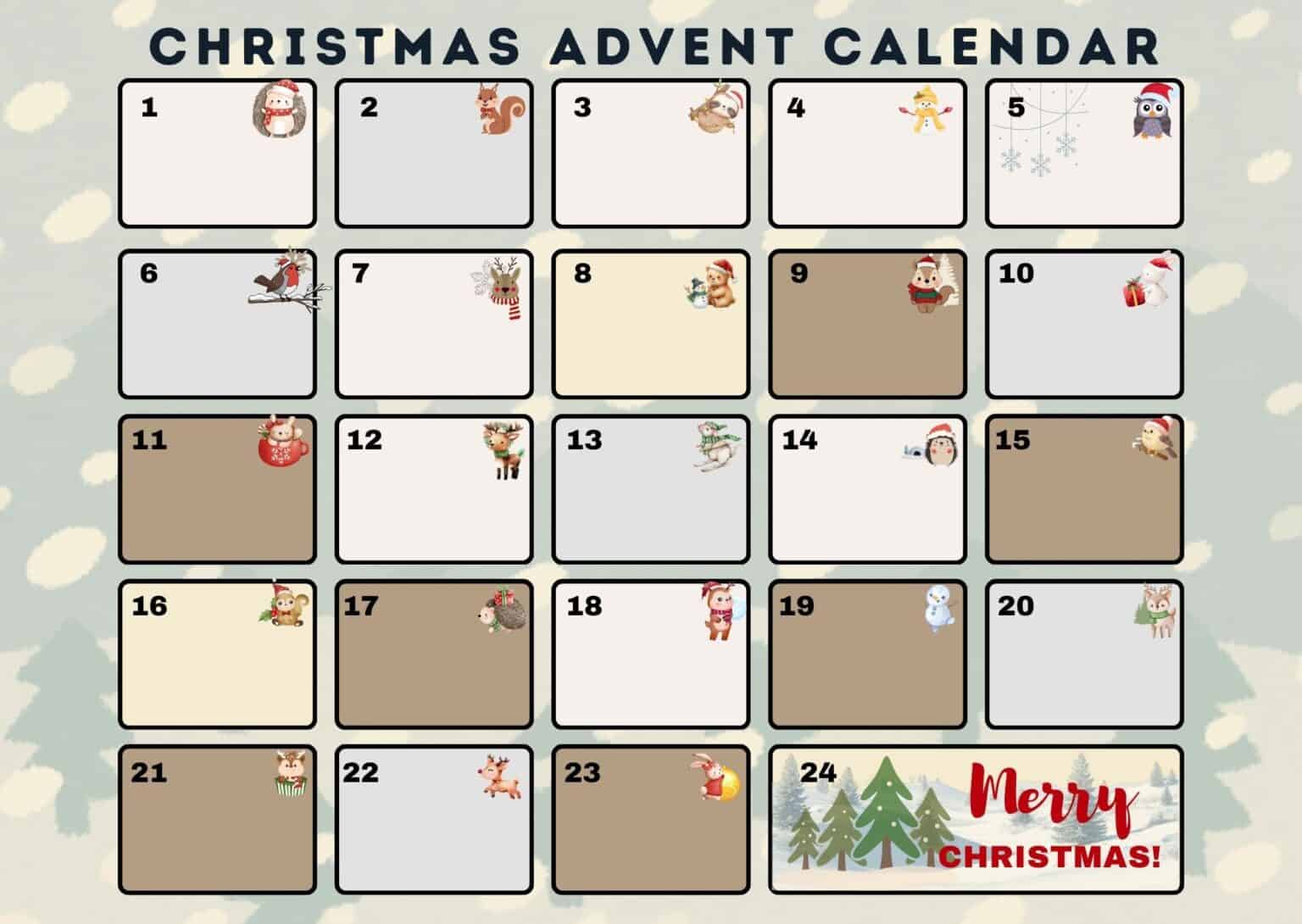 Printable Christmas Calendar (15 Free Templates) | The Pink Craft Box