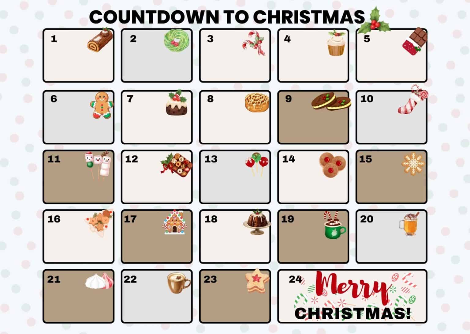 Printable Christmas Calendar (15 Free Templates) | The Pink Craft Box