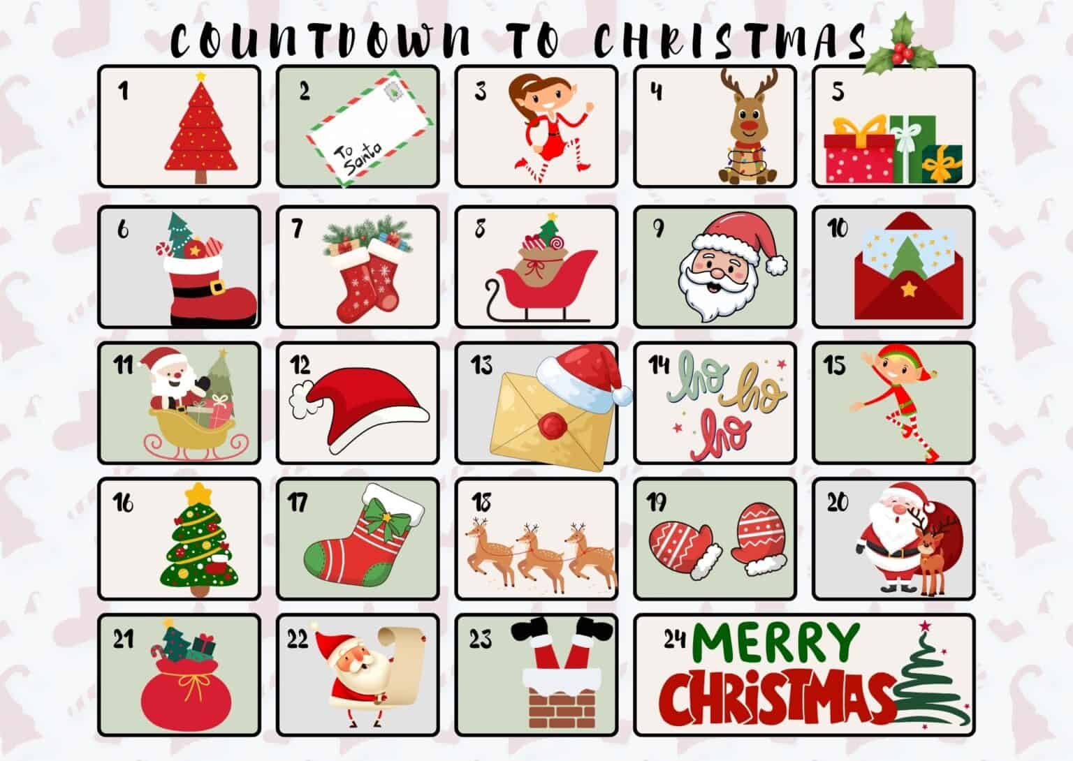 Printable Christmas Calendar (15 Free Templates) | The Pink Craft Box