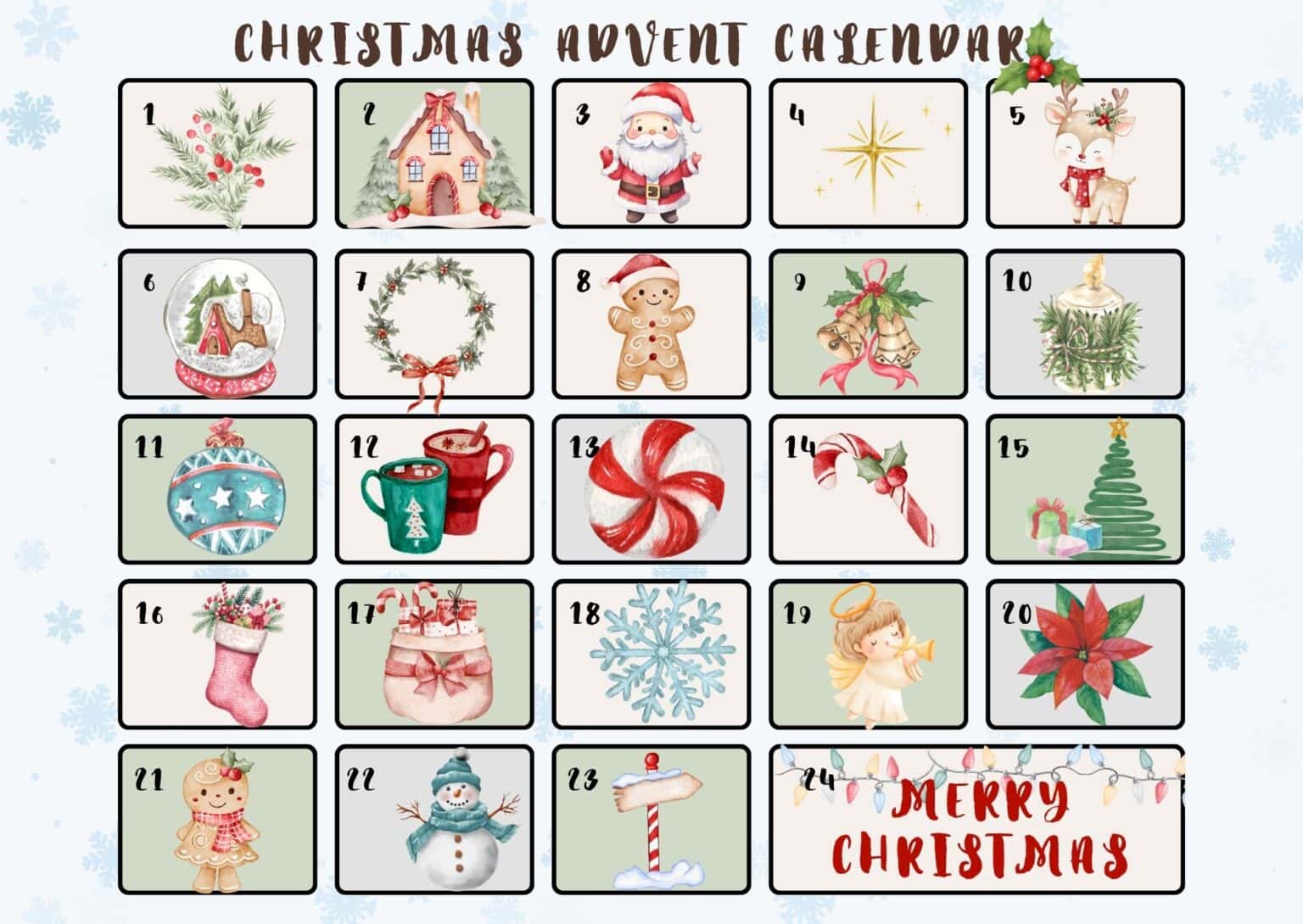 Printable Christmas Calendar (15 Free Templates) | The Pink Craft Box