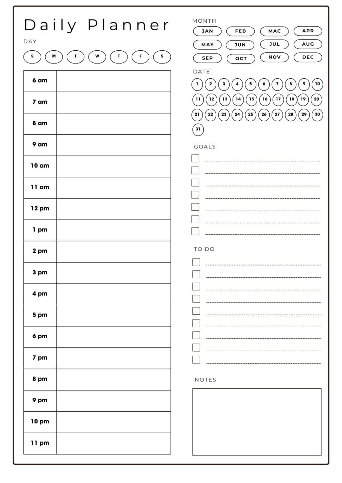 Printable Daily Calendar with Time Slots (4 Free Designs) | The Pink ...