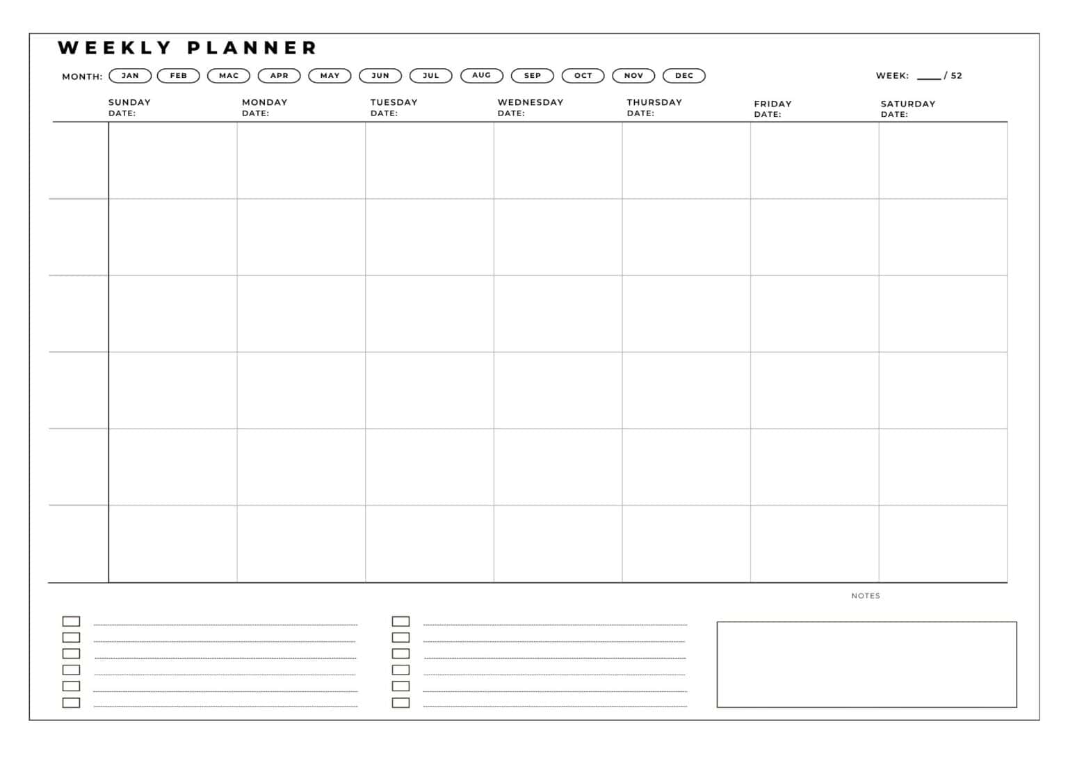 Printable Weekly Calendar with Time Slots (4 Free Templates) | The Pink ...