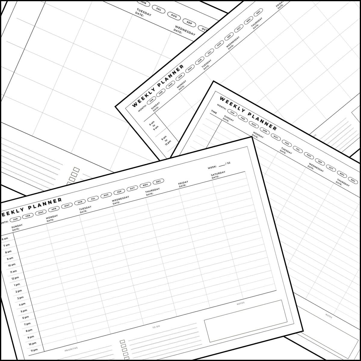 Printable Weekly Calendar with Time Slots (4 Free Templates) | The Pink ...