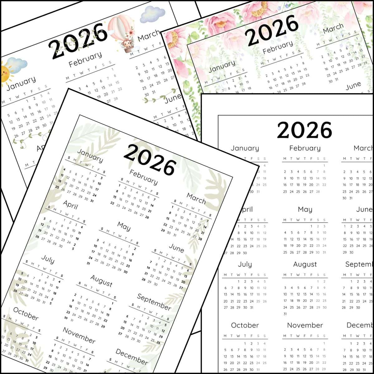 Printable Calendars ( Free Yearly & Monthly Templates) | The Pink Craft Box