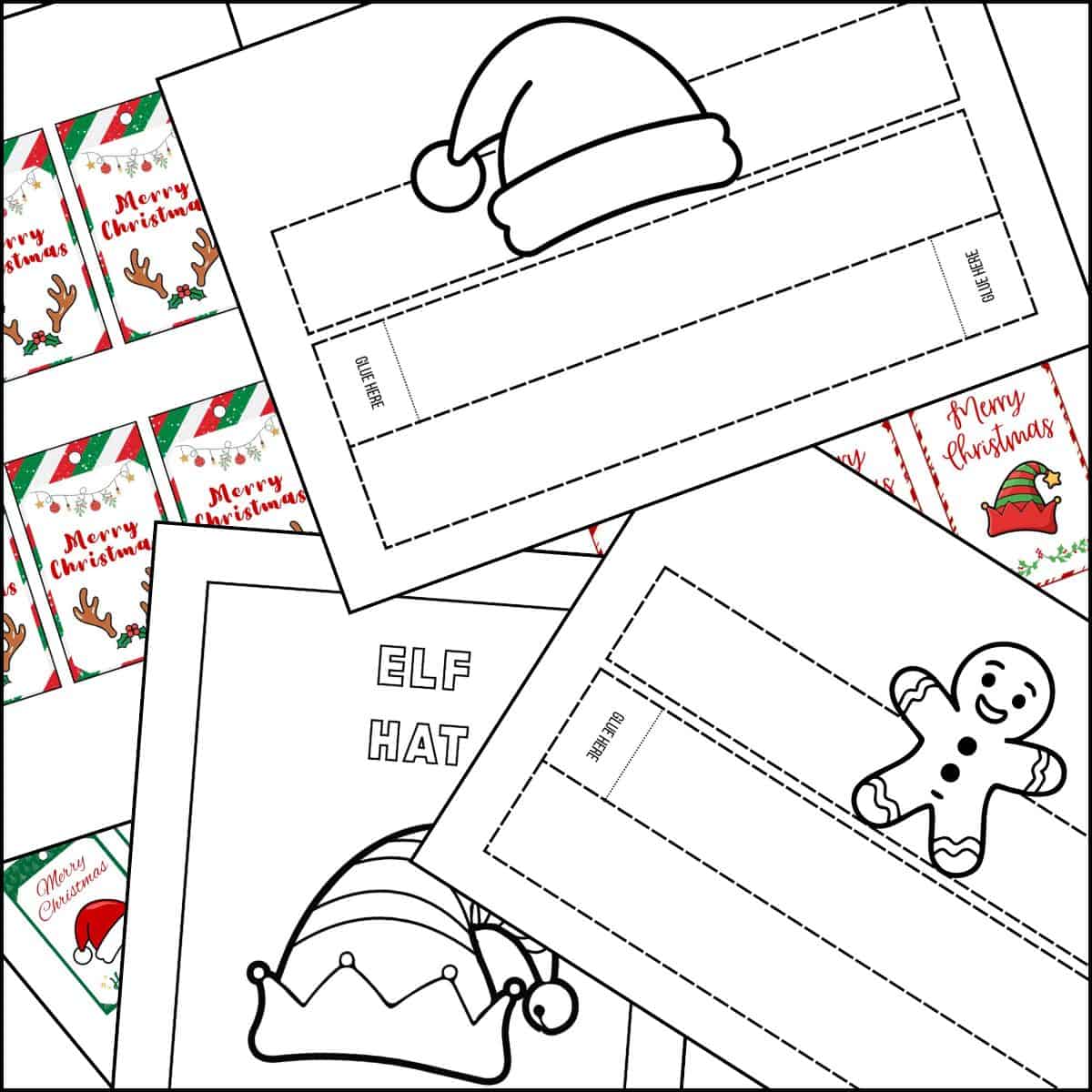 Christmas Hat Printable Templates and Tags (3 Free Sets) | The Pink ...