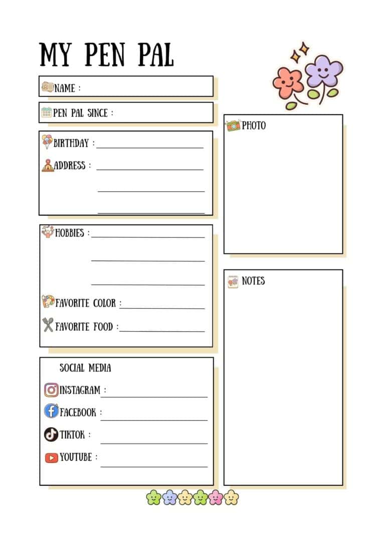 Pen Pal Tracker Printable (3 Free Templates Bundle) | The Pink Craft Box