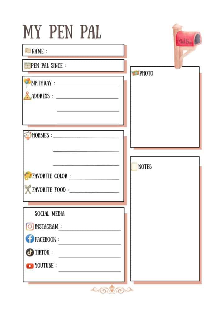 Pen Pal Tracker Printable (3 Free Templates Bundle) | The Pink Craft Box