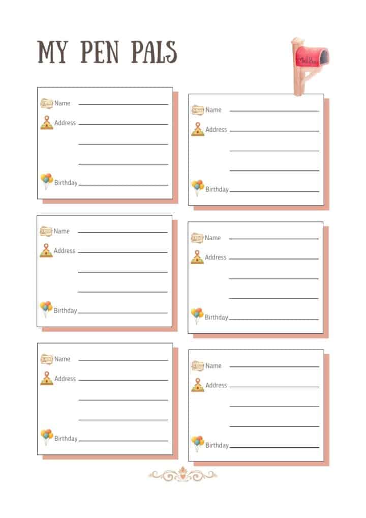 Pen Pal Tracker Printable (3 Free Templates Bundle) | The Pink Craft Box