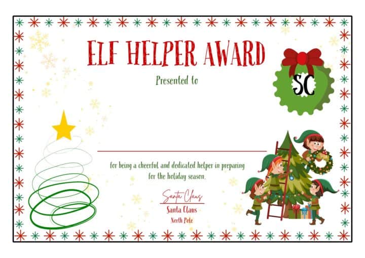 Printable Christmas Award Certificate (12 Free Templates) | The Pink ...
