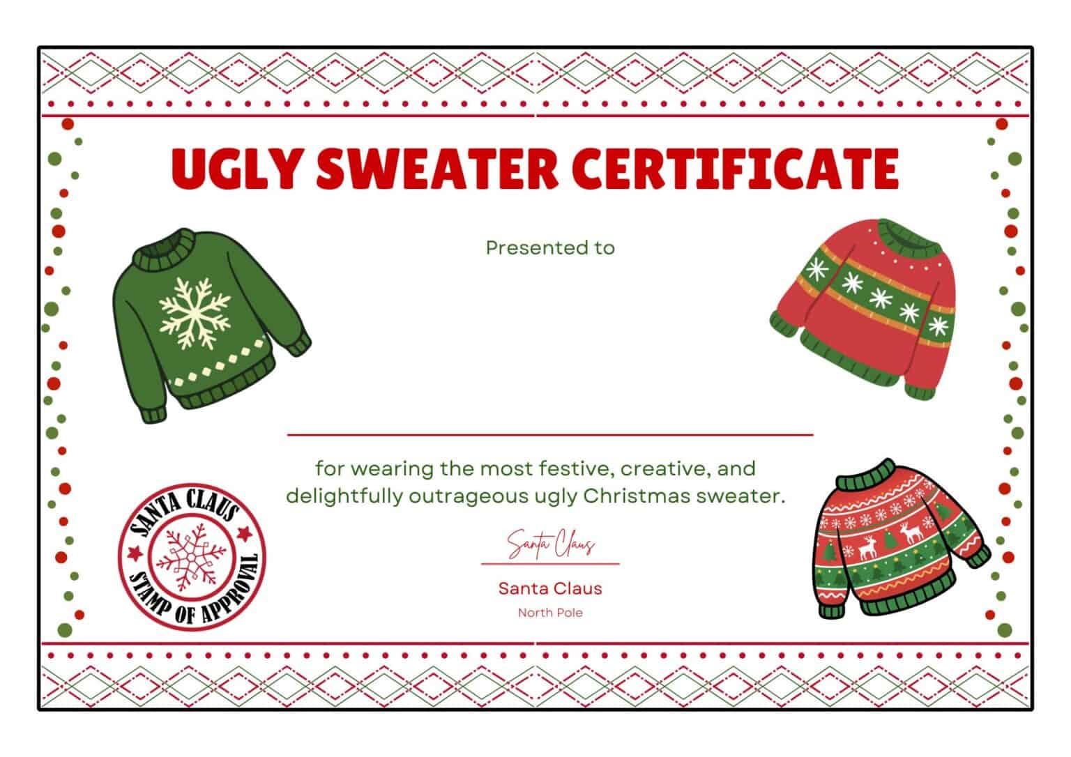Printable Christmas Award Certificate (12 Free Templates) | The Pink ...