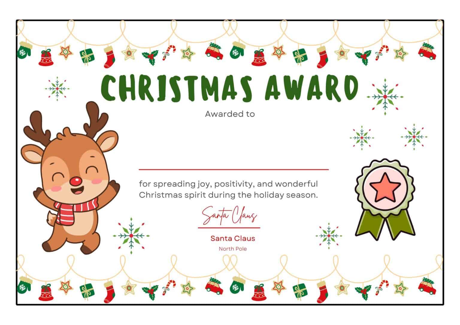 Printable Christmas Award Certificate (12 Free Templates) | The Pink ...