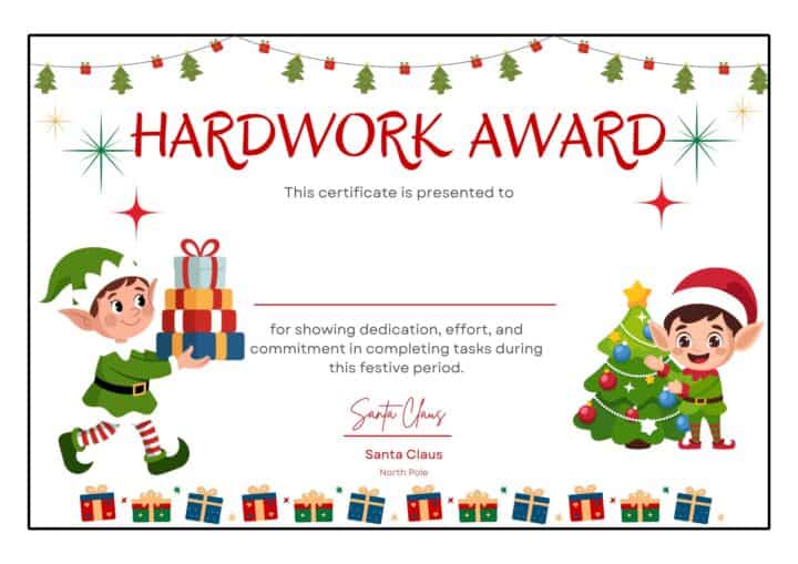 Printable Christmas Award Certificate (12 Free Templates) | The Pink ...