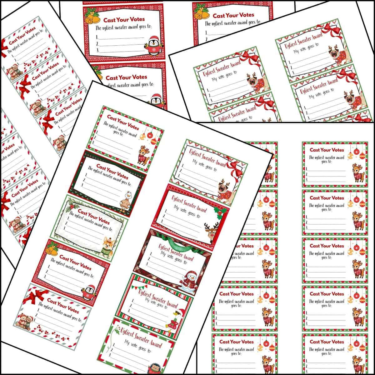 Ugly Christmas Sweater Voting Ballots Free Printable | The Pink Craft Box