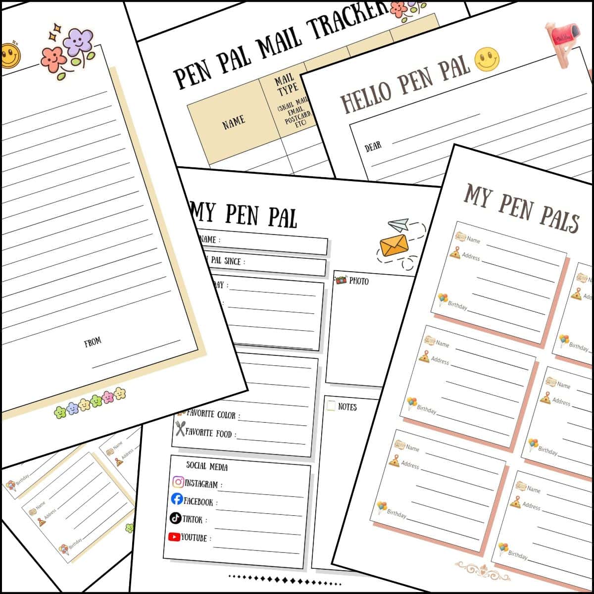 Pen Pal Tracker Printable (3 Free Templates Bundle) | The Pink Craft Box