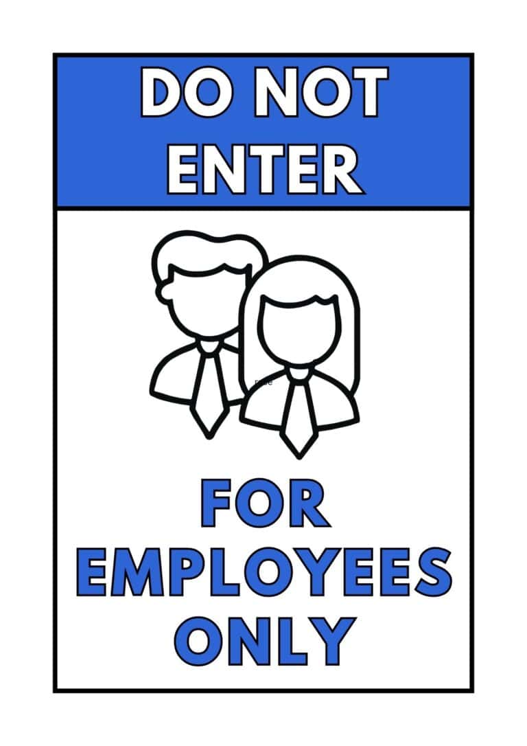 Staff Only Sign Printable Free Templates (30 Designs) | The Pink Craft Box