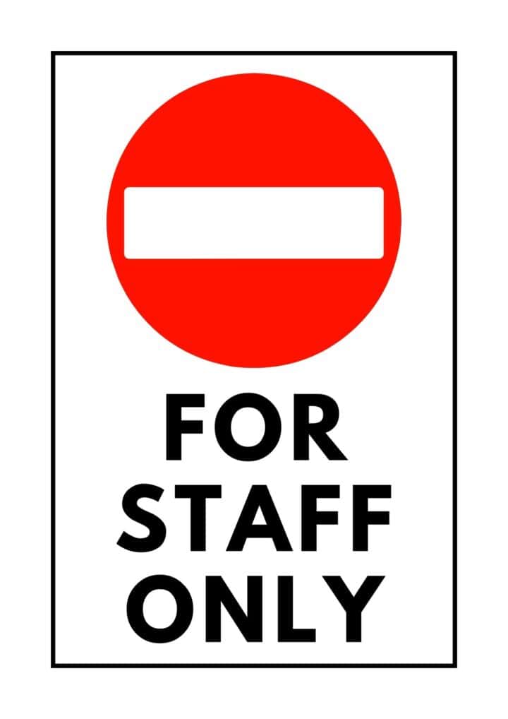 Staff Only Sign Printable Free Templates (30 Designs) | The Pink Craft Box