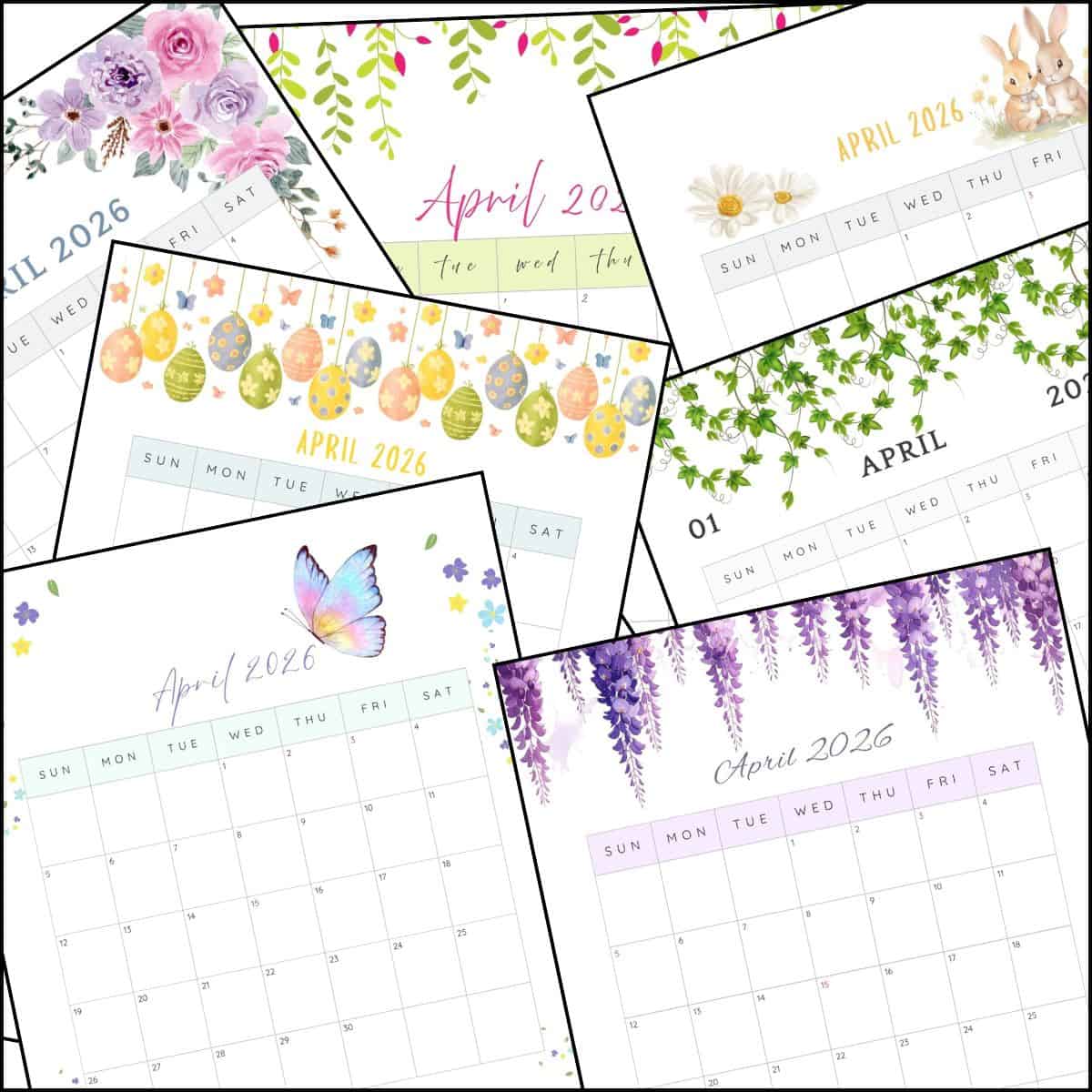April 2026 Printable Calendar (Free PDF Downloads) | The Pink Craft Box