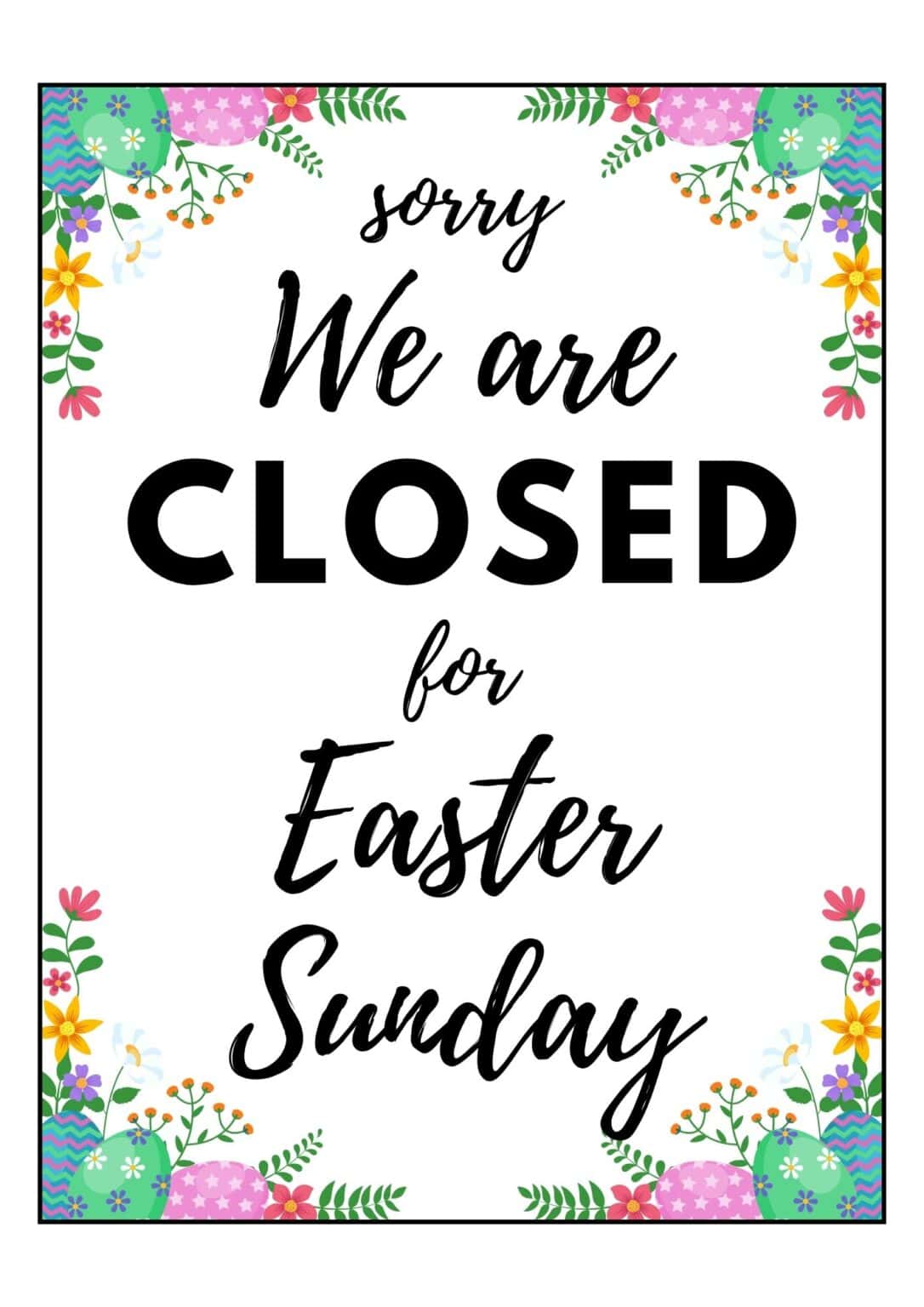Printable Closed for Easter Sign (20 Free Templates) | The Pink Craft Box