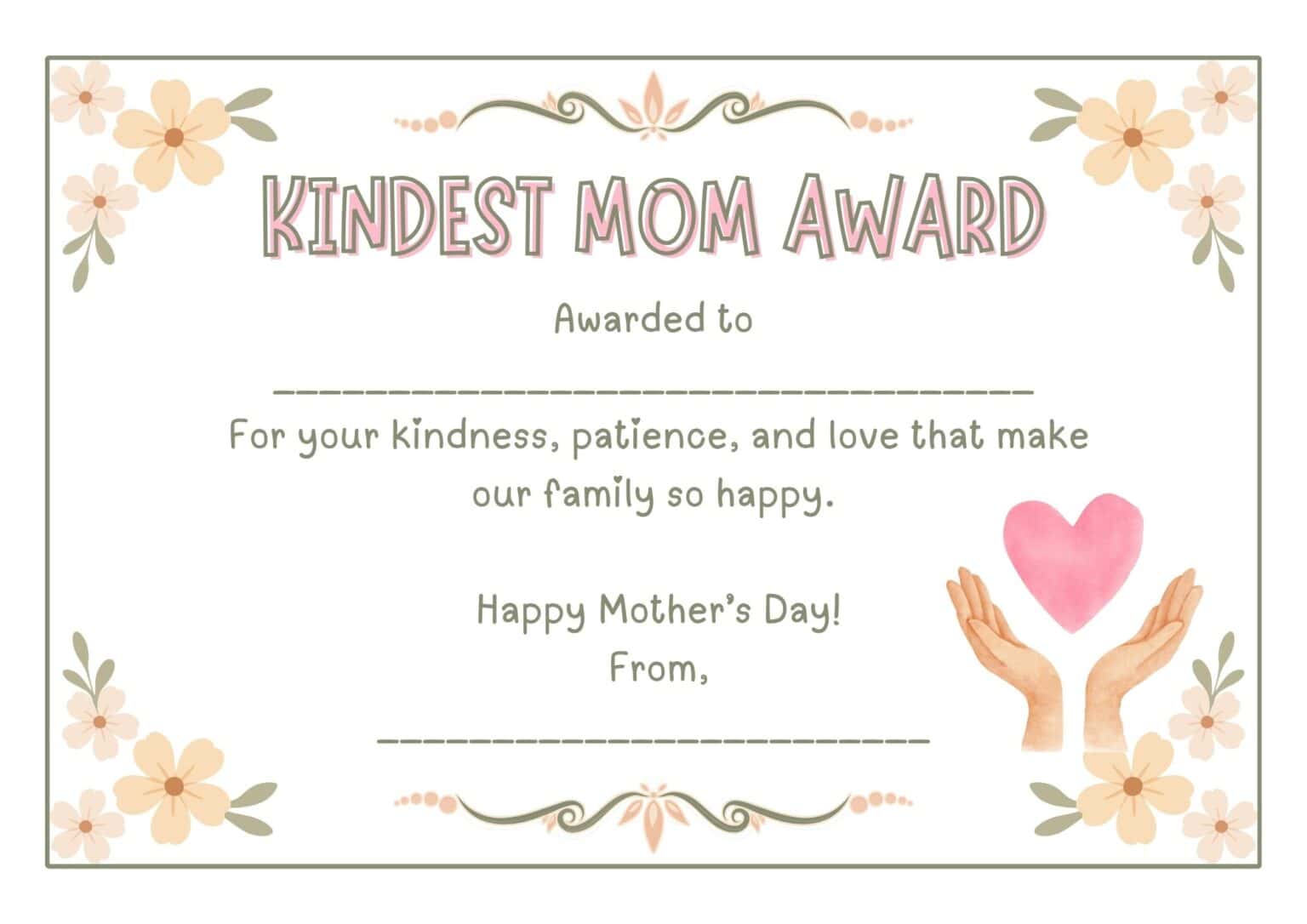 Mother's Day Certificates Free Printable (10 Fun Templates) | The Pink ...