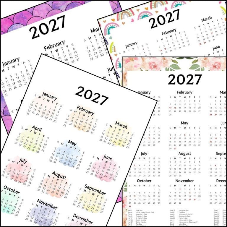 Printable Calendars ( Free Yearly & Monthly Templates) | The Pink Craft Box