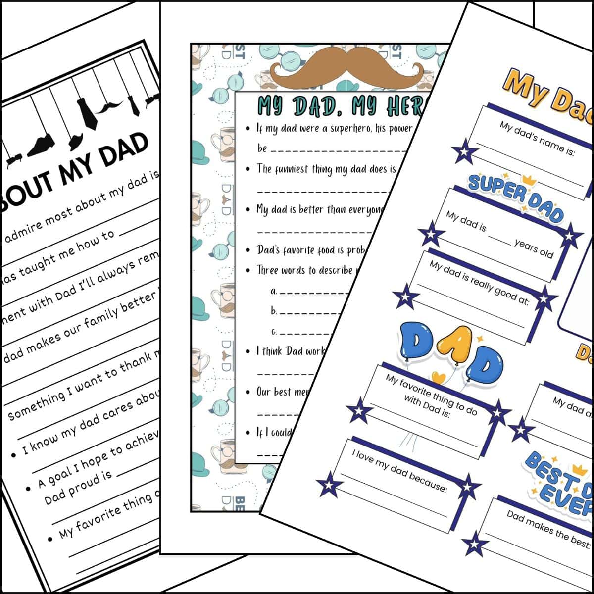 All About Dad Free Printable for Father's Day | The Pink Craft Box
